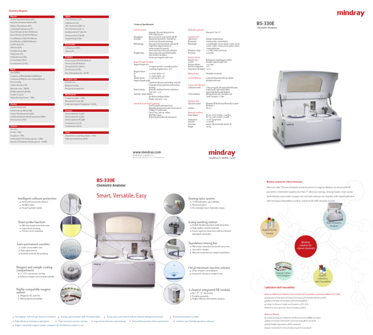 Mindray Bs 330e Chemistry Analyzer | PDF