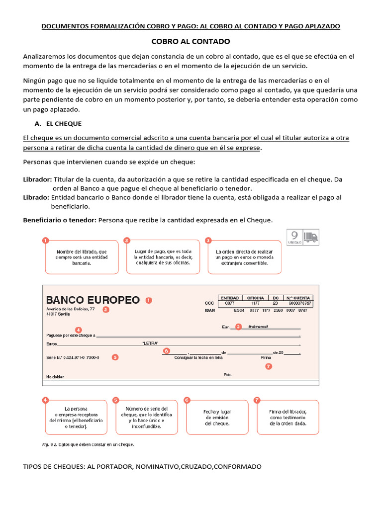 Resumen Temas 9y10 Documentos Formalización Cobro y Pago (Al Contado y ...