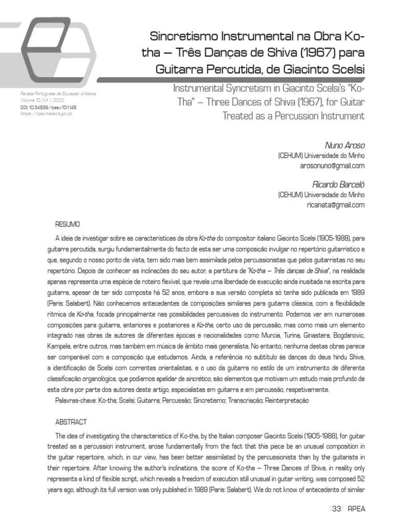 Artigo Sincretismo Instrumental Scelsi - Aroso-Barceló | PDF | Shiva