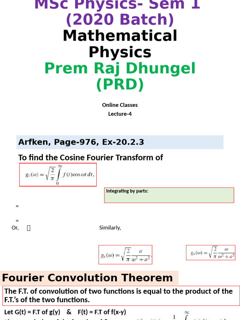 Sem1 MathPhy PRD L4 | PDF | Fourier Transform | Mathematical Objects