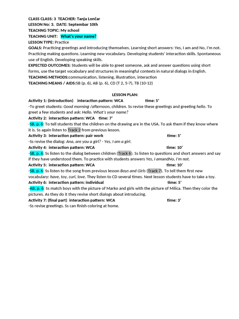 3-3 What's Your Name | PDF