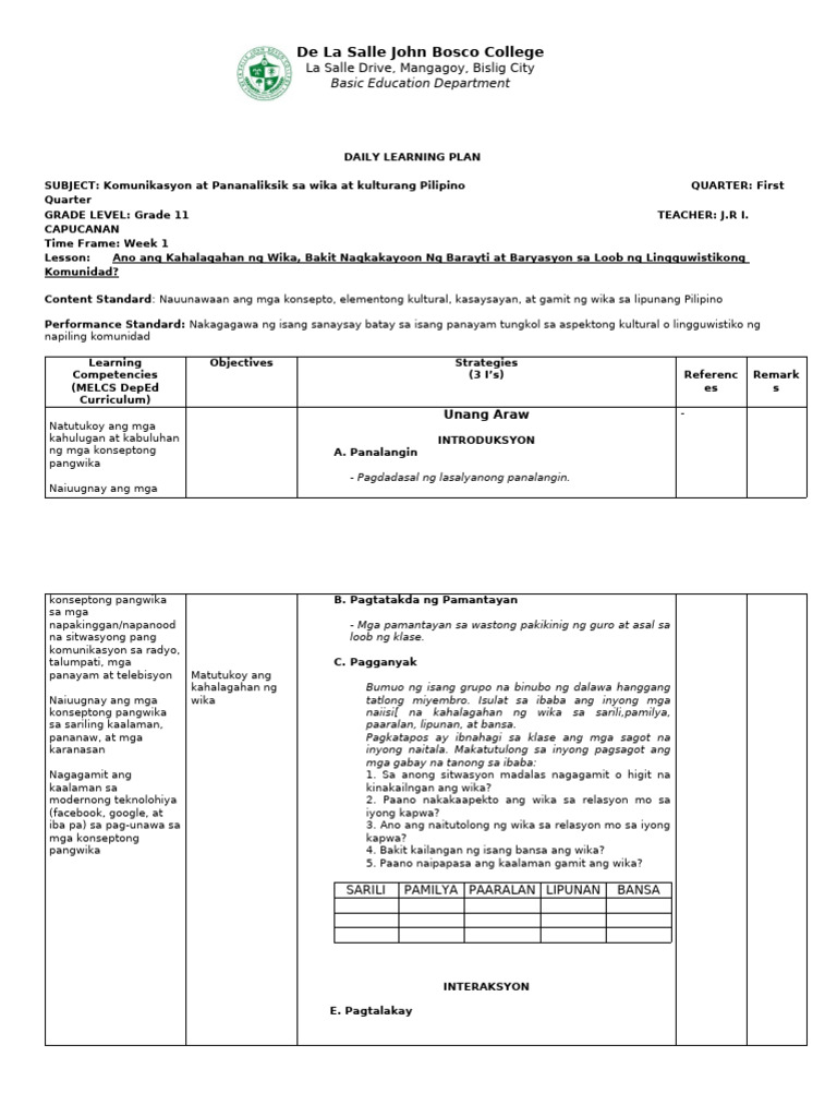 Fil 11 A week 1 | PDF