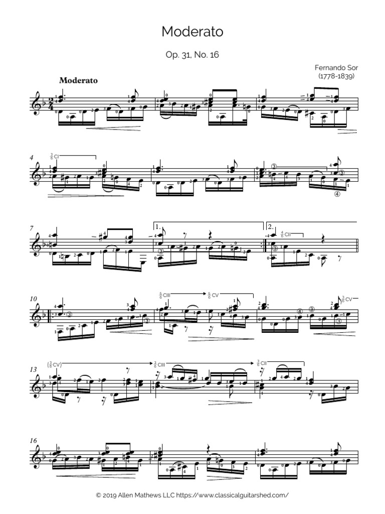 AAA-Sor-Etude Op 31 No 16 Sor-Segovia Estudio No 8-ClassicalGuitarShed ...