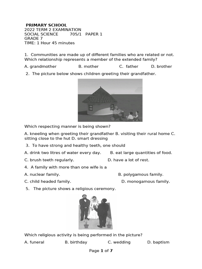2022 Term 2 Grade 7 Social Science Paper 1 | PDF