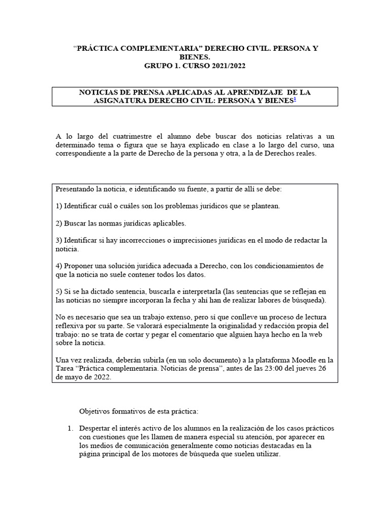 Civil Práctica Complementaria Unizar | PDF | Moodle | Justicia