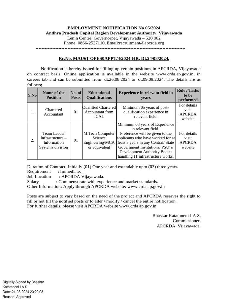 01 Employment Notification 05-2024 | PDF | Computer Network | Computing