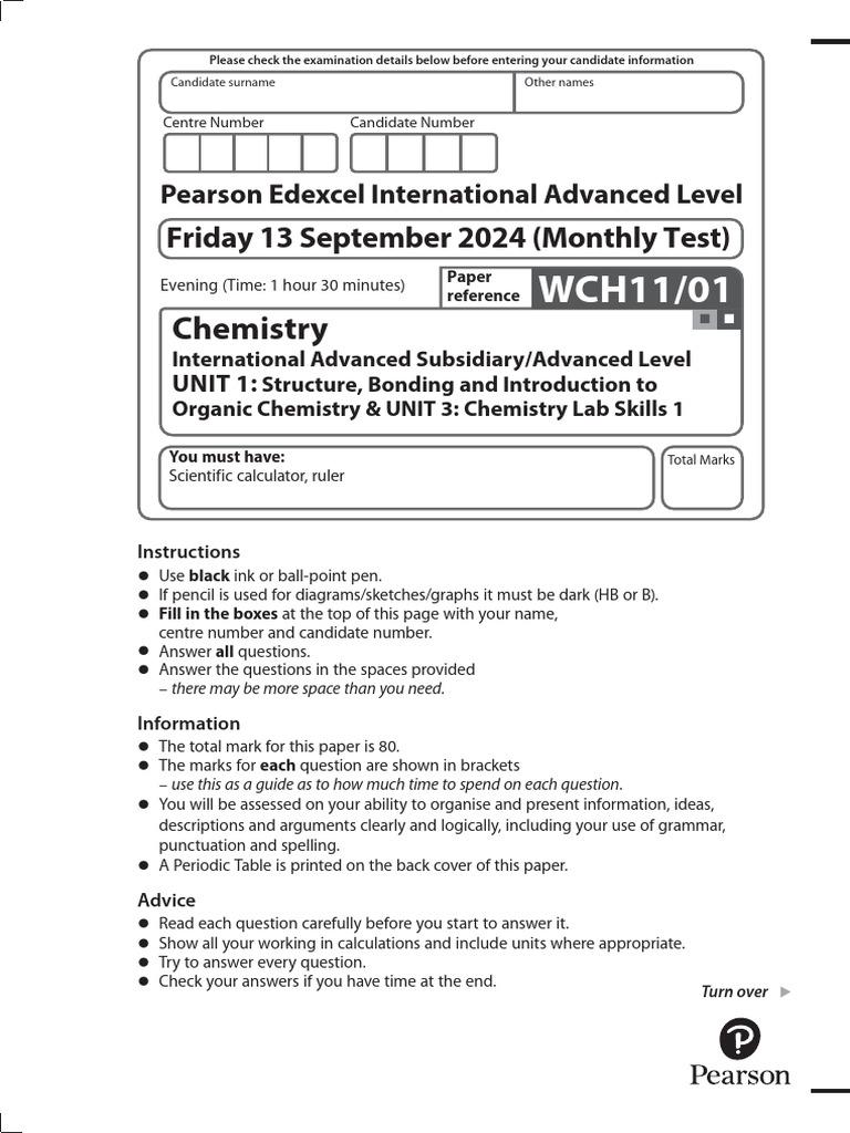 September - Chemistry - Monthly Test - 20240913 - SCA | PDF