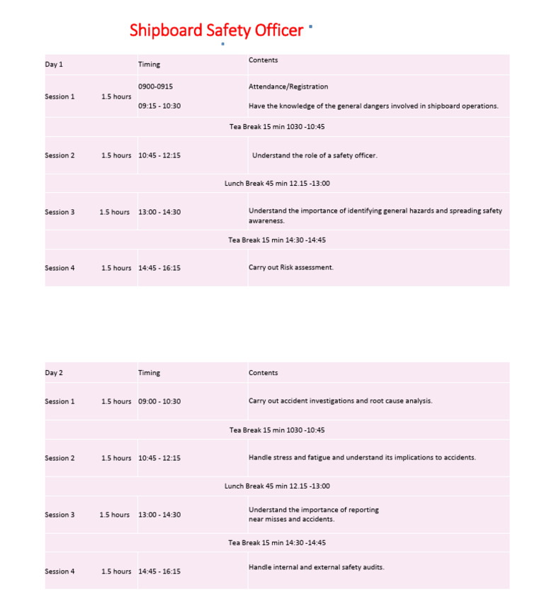 Shipboard Safety Officer - Layout | PDF