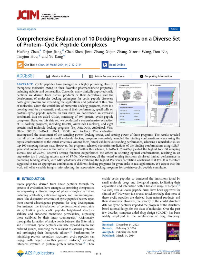 Zhao Et Al 2024 Comprehensive Evaluation of 10 Docking Programs On A Diverse Set of Protein ...