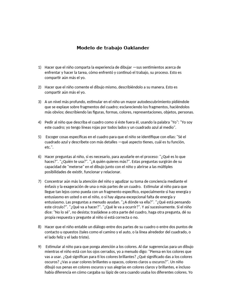 Método Oaklander para el autodescubrimiento | PDF | Dibujo | Artes del ...
