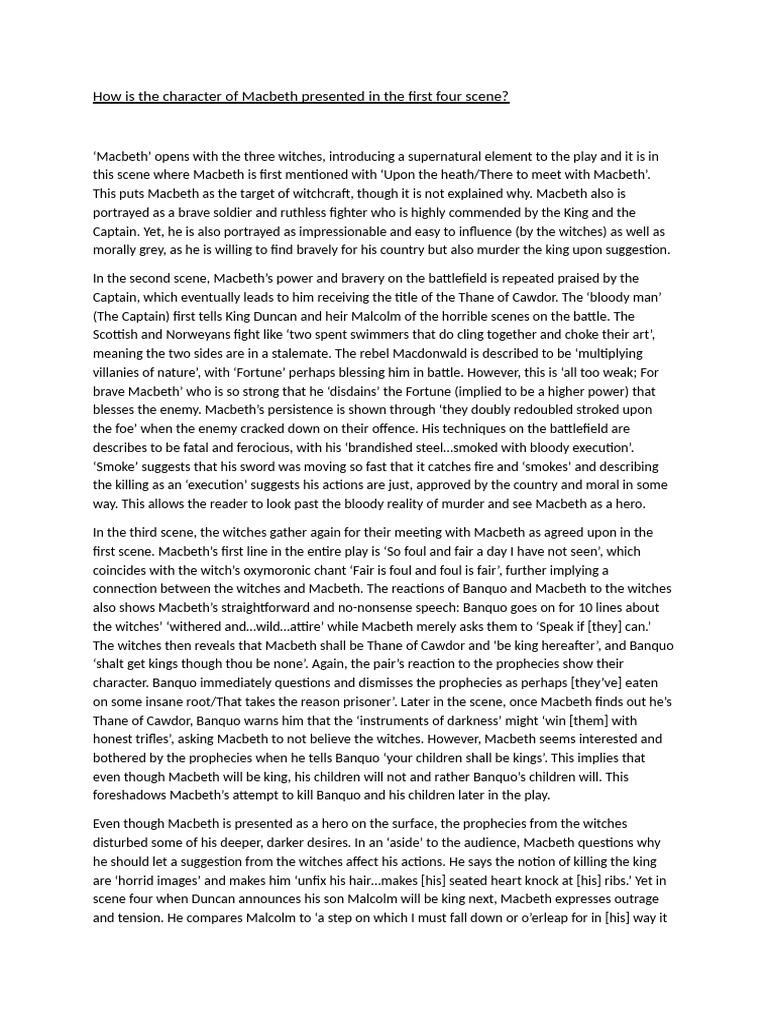 GCSE Evaluative Essay Macbeth | PDF