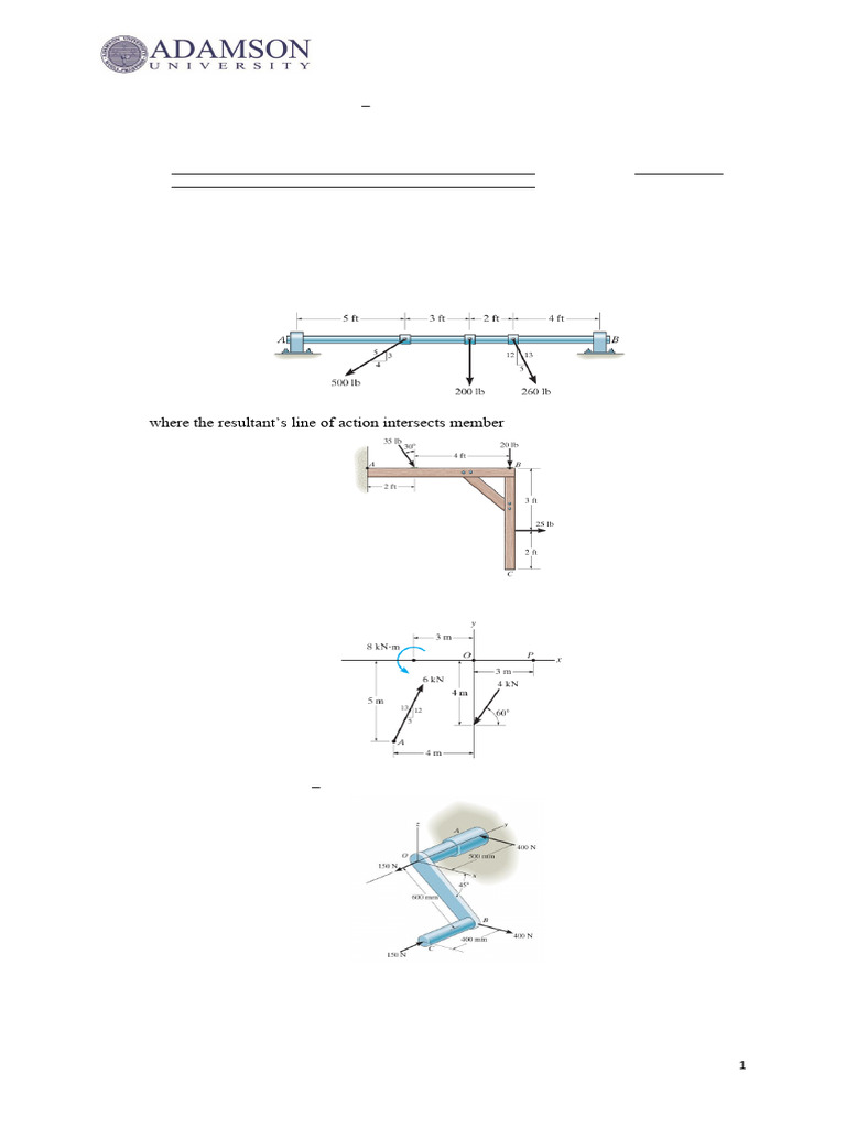 Problem Set No. 2 - Force System Resultants | PDF