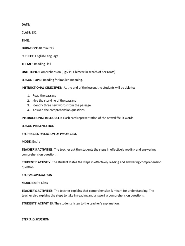 Comprehension Ss 2 Pdf