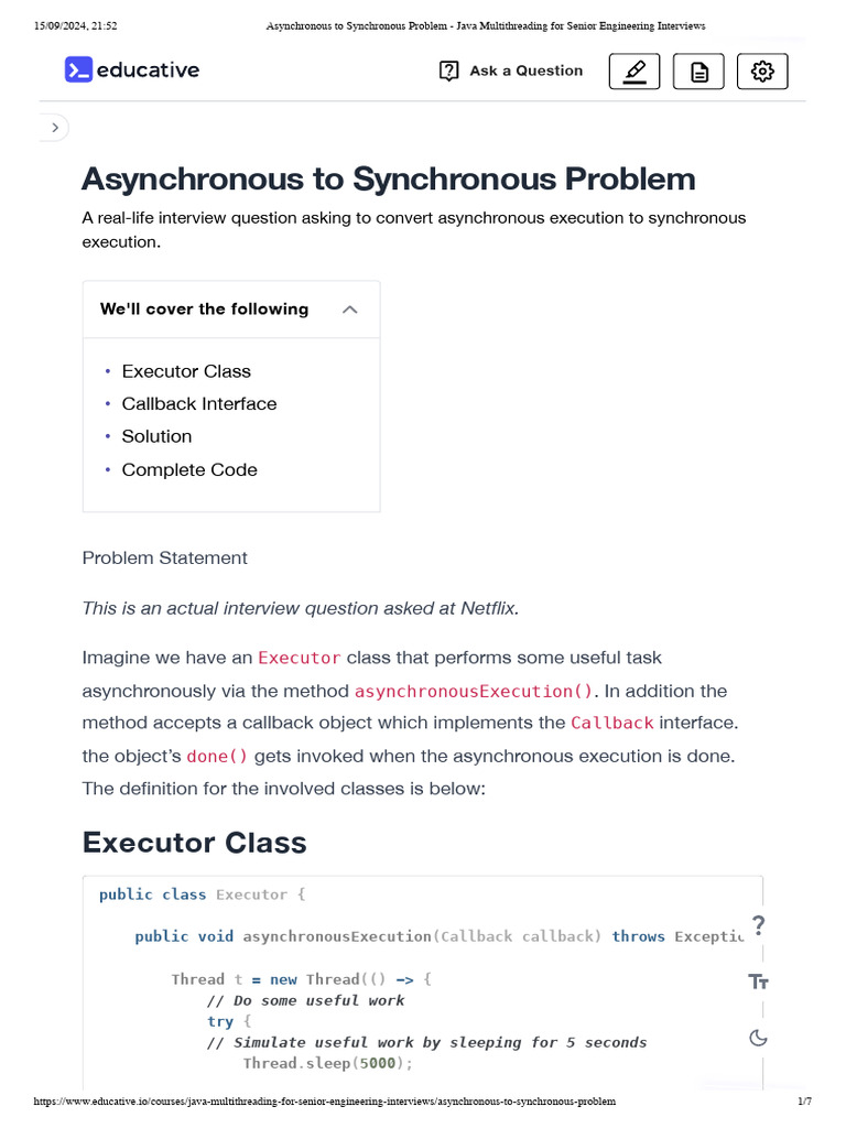 Asynchronous To Synchronous Problem - Java Multithreading | PDF Asynchronous To Synchronous Problem - Java Multithreading | PDF