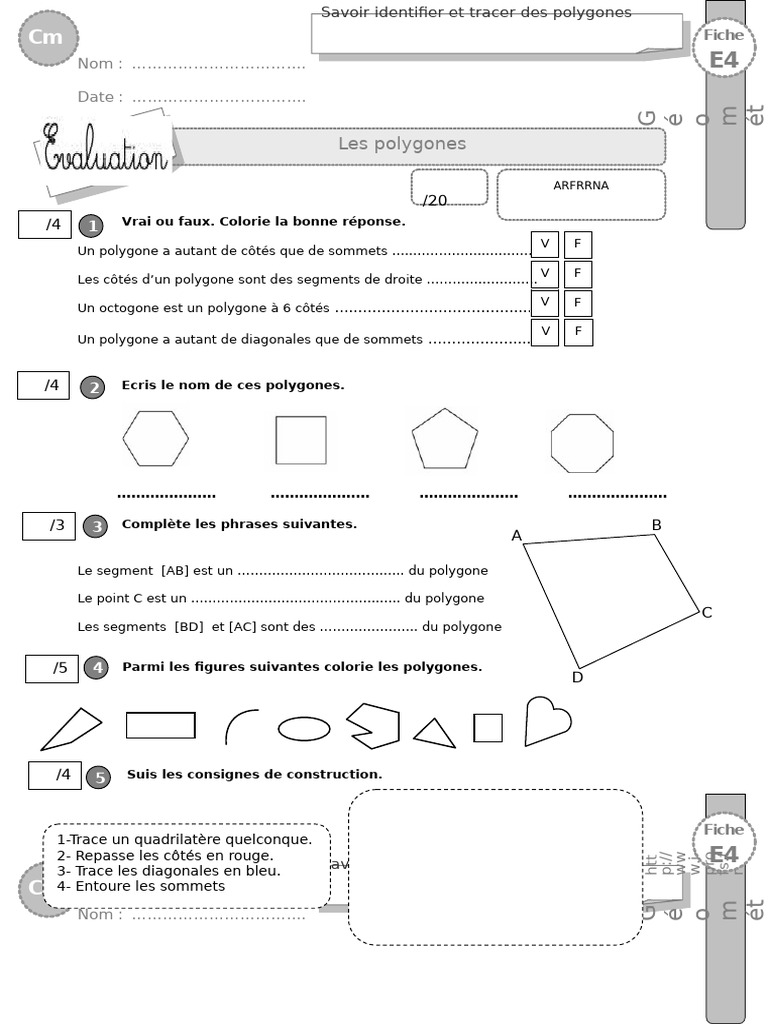 Cm2 Evaluation Polygones | PDF