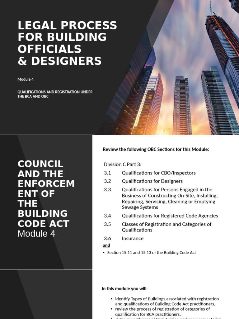Module 4 - Qualification and Registration Under The BCA and OBC | PDF