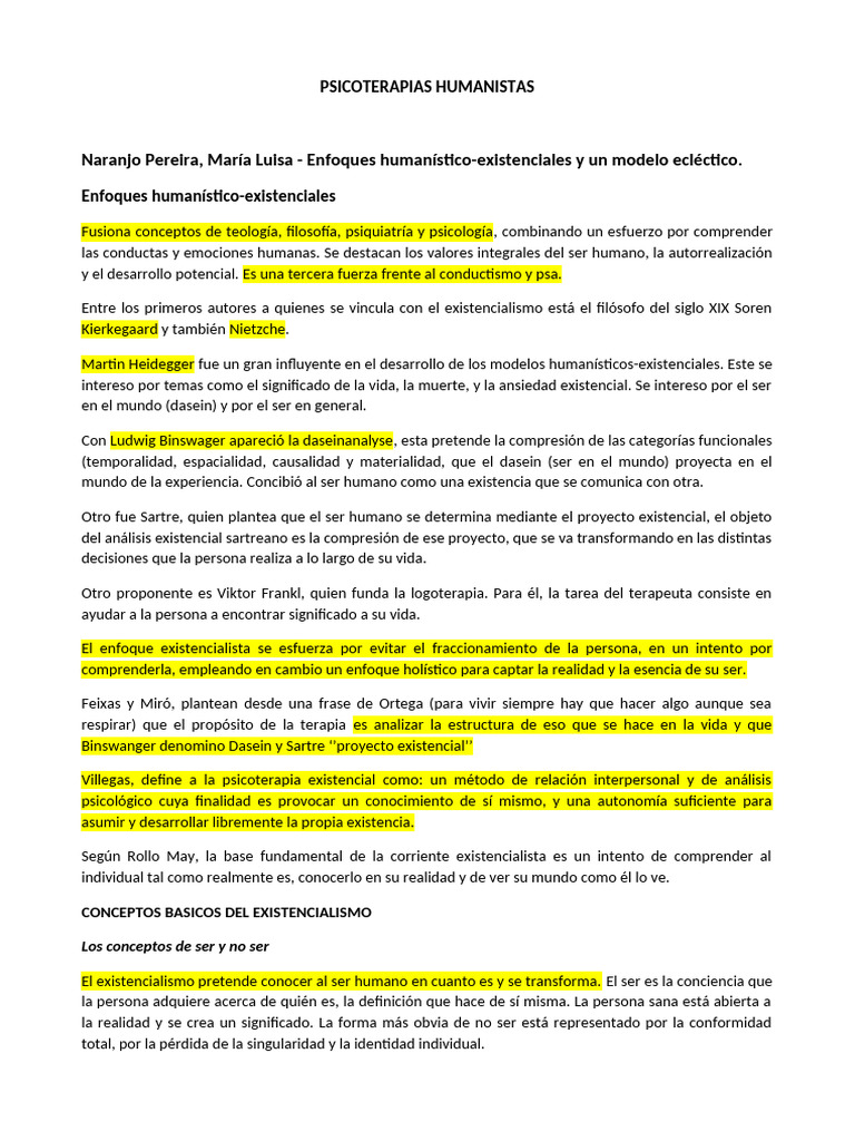 Enfoques Humanístico-Existenciales | PDF