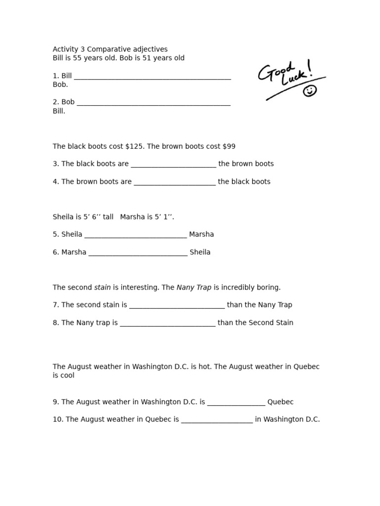 Activity 3 Comparative Adjectives | PDF