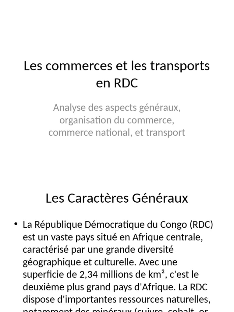 Les Commerces Et Les Transports en RDC | PDF