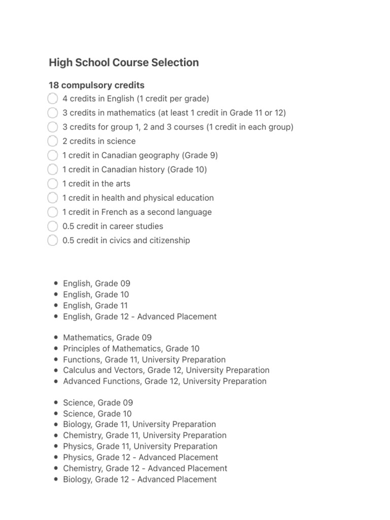 High School Course Selection | PDF