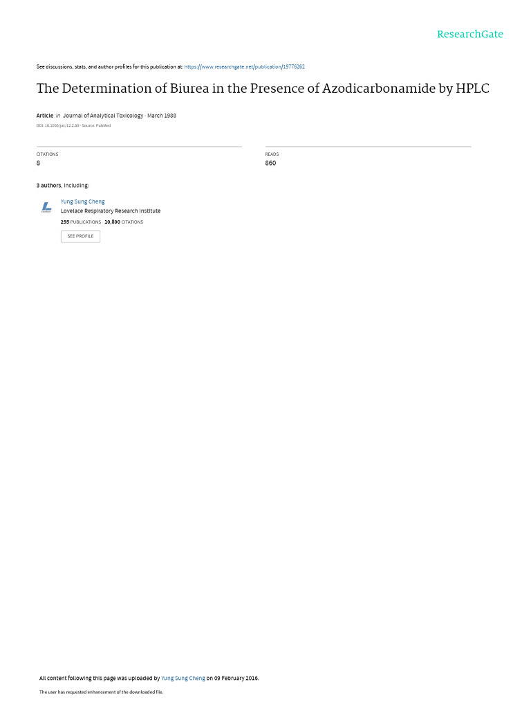 The Determination of Biurea in The Presence of Azo | PDF