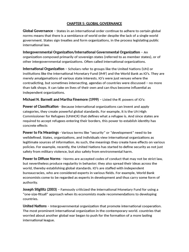 Chapter 5-9 Contemporary World Reviewer | PDF | United Nations | Finance & Money Management
