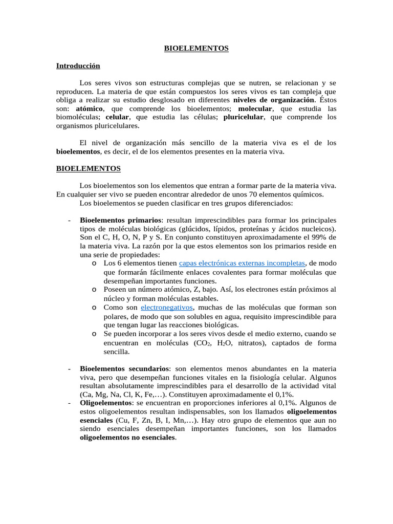 1 Bioelementos | PDF