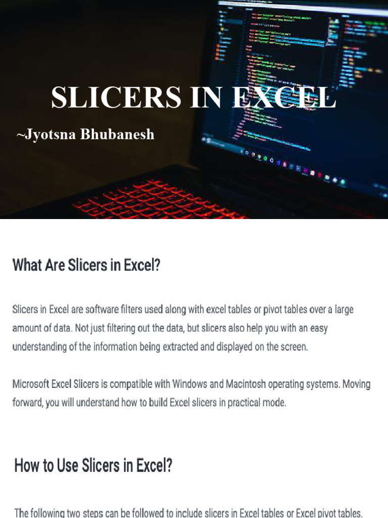 Excel Slicers Guide for Analysts | PDF