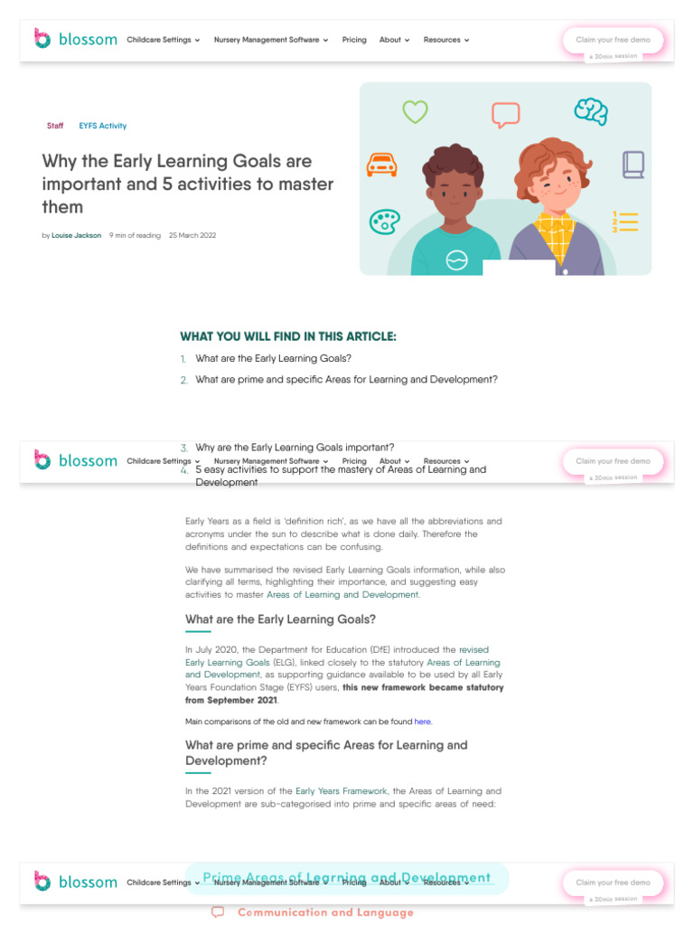 Why The Early Learning Goals Are Important and 5 Activities To Master ...