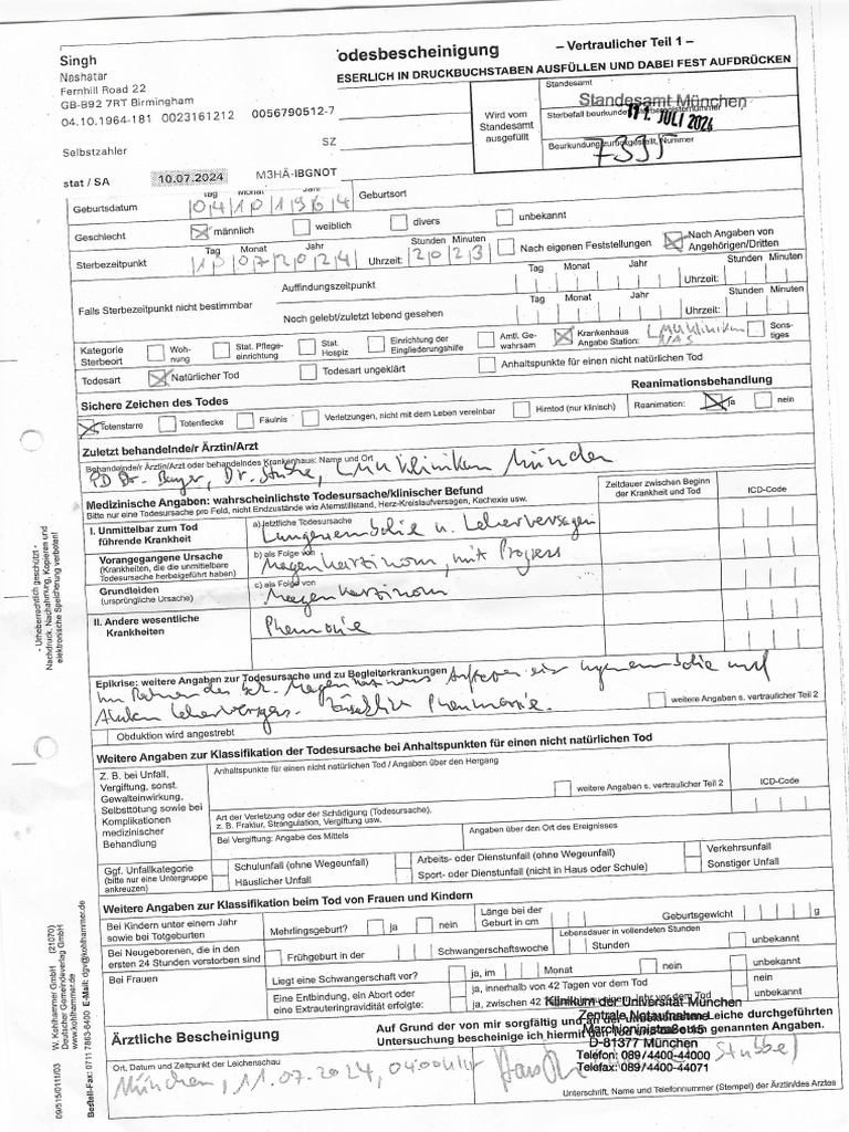 Death Certificate Lally | PDF