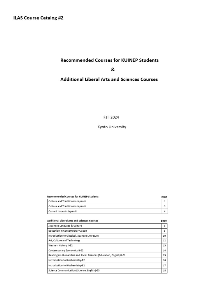 04 (Reference) Recommended Courses - 2024 - Fall | PDF
