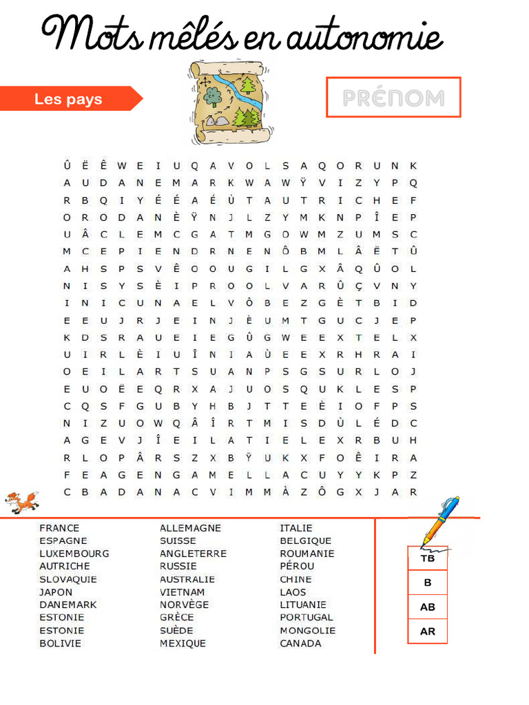 Les pays_Mots mêlés | PDF