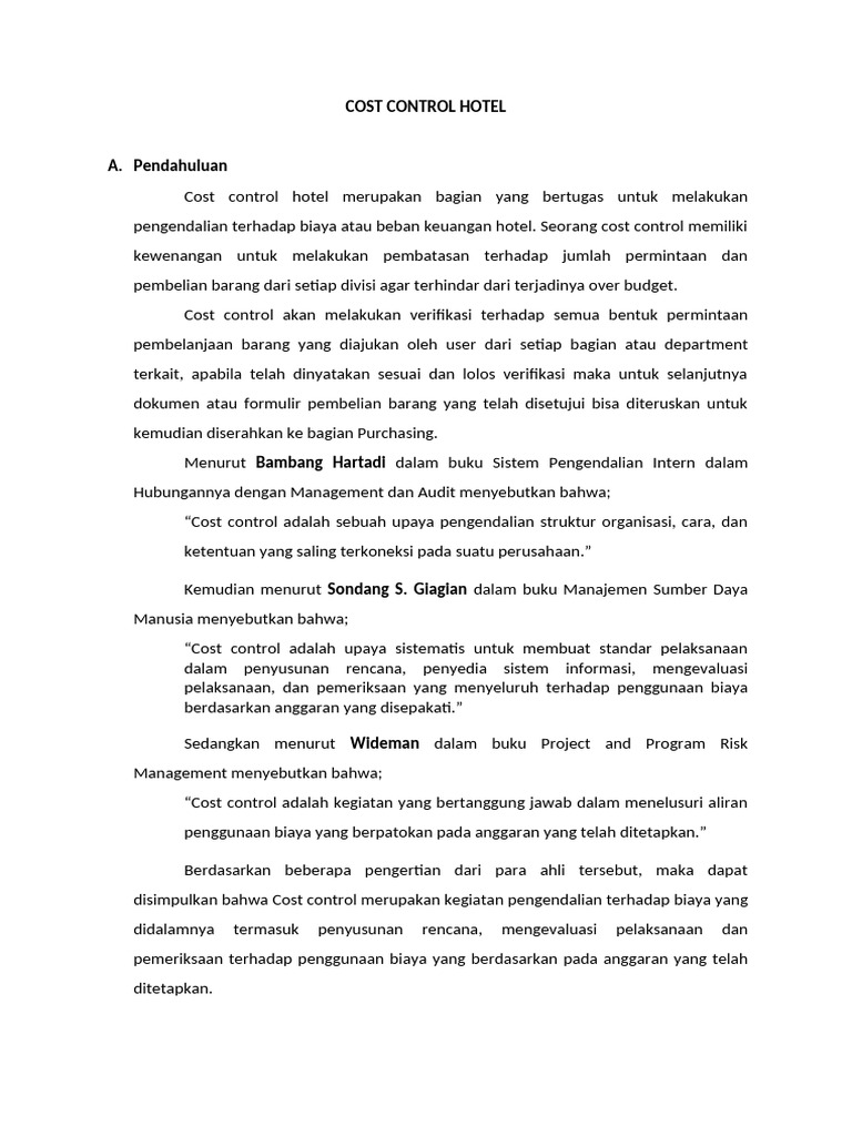 Acct Dept - Cost Control | PDF