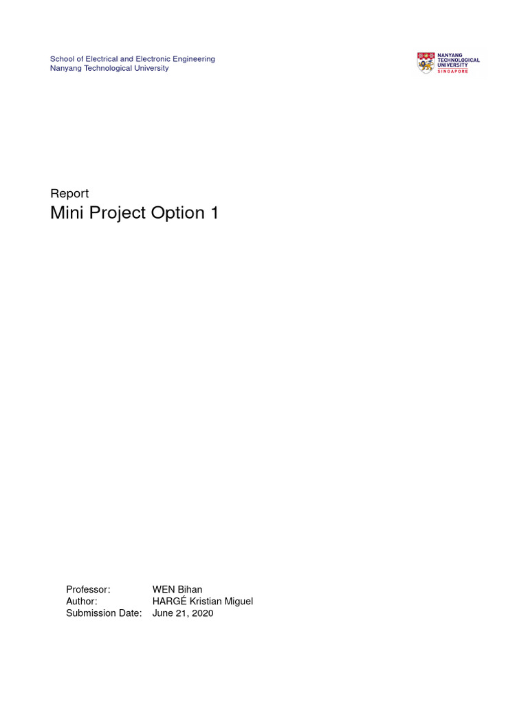 Mini Project Option 1: School of Electrical and Electronic Engineering ...