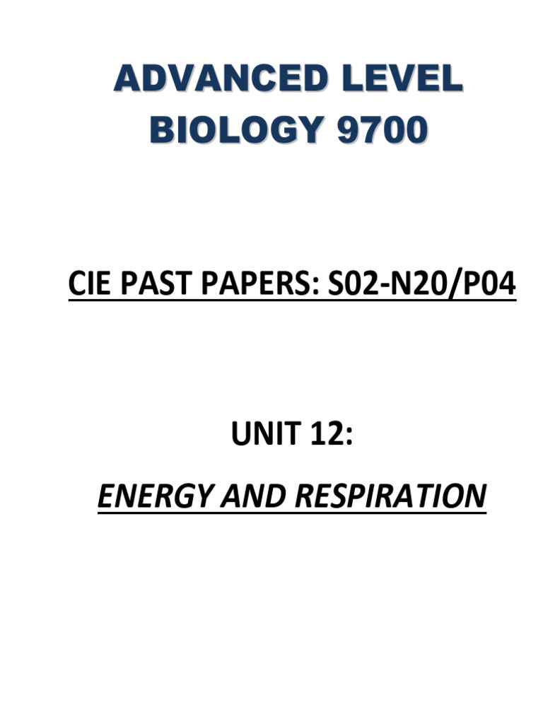 Unit - 12 Cellular Respiration | PDF