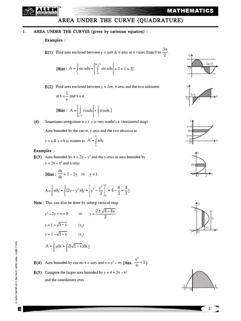 Area Under Curve | PDF