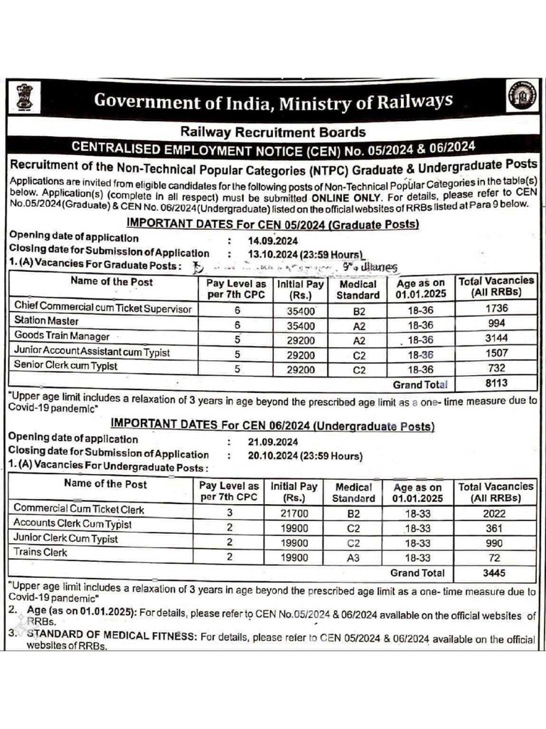 RRB NTPC Notice | PDF