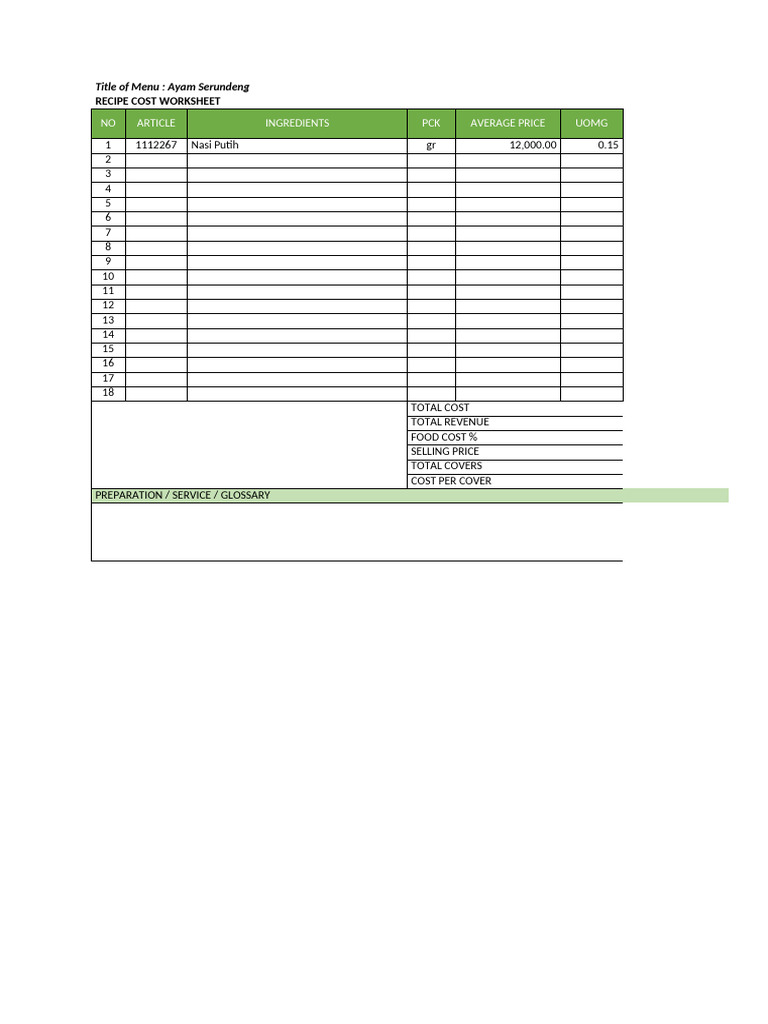 Contoh - Form Recipe Food | PDF