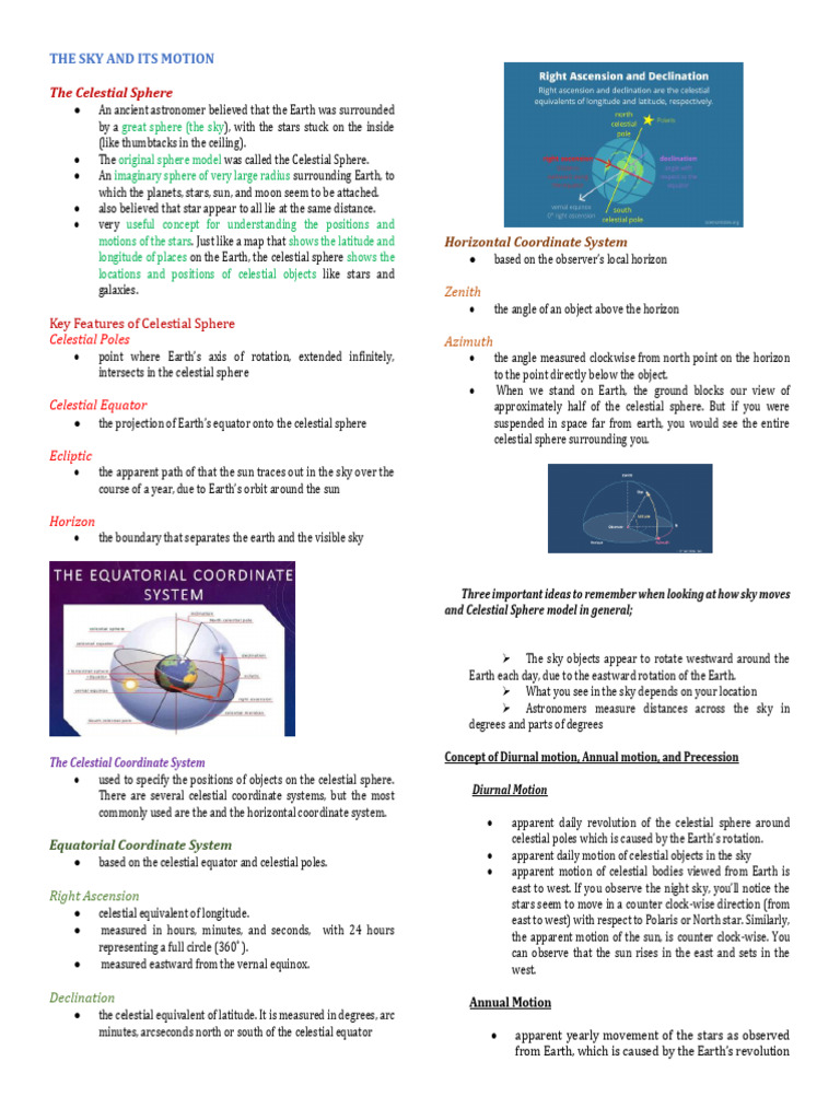 Fact Sheet Astronomy The Sky and Its Motion Understanding The Season | PDF