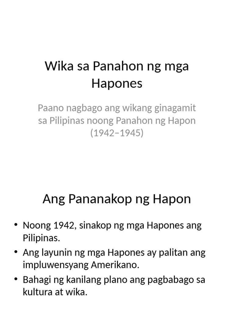 Wika Sa Panahon NG Hapones | PDF
