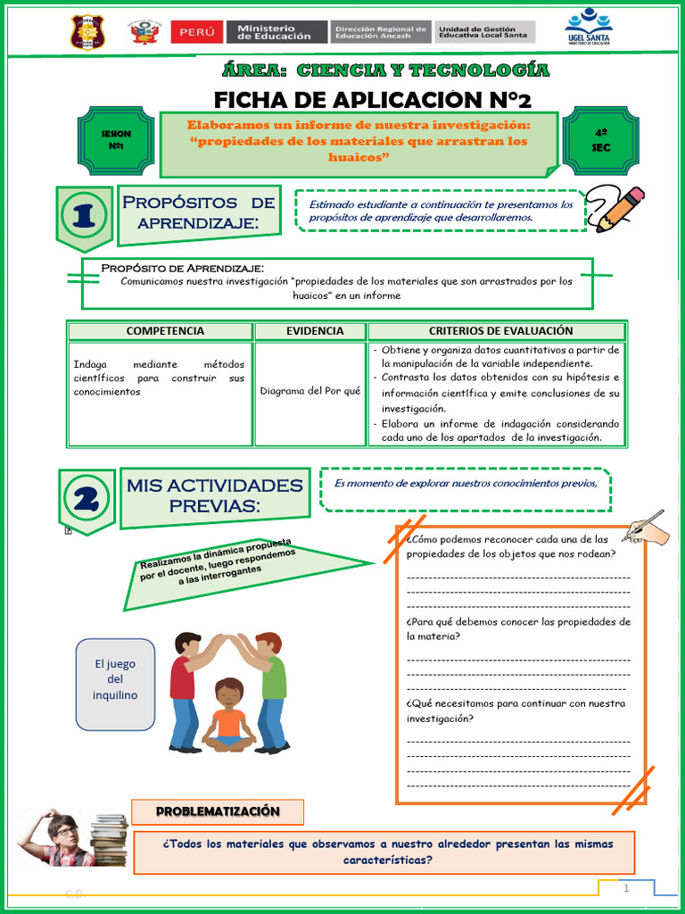 Jherson Gómez Valdez 4° FICHA DE APLICACIÓN-SESIÓN 2-SEM.1-EXP.1-CyT-1 | PDF