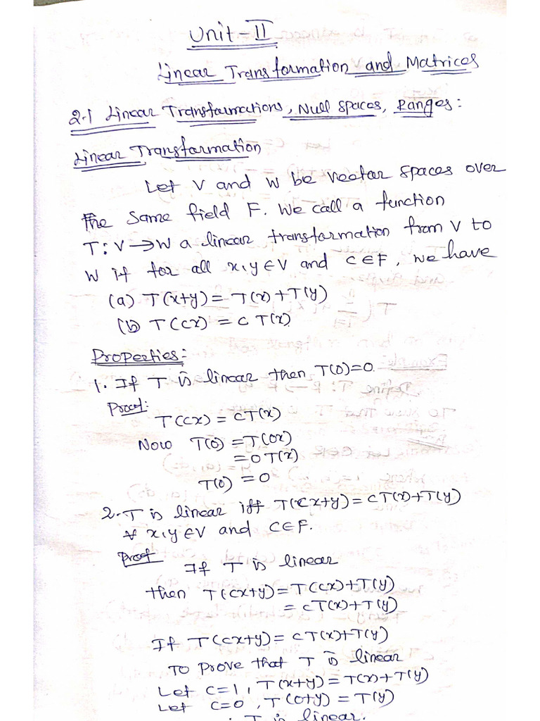 Linear Algebra Unit 2 PDF | PDF