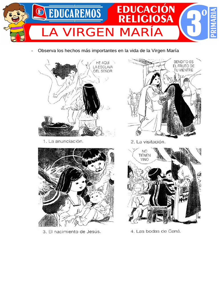 La Virgen Maria para Tercer Grado de Primaria | PDF