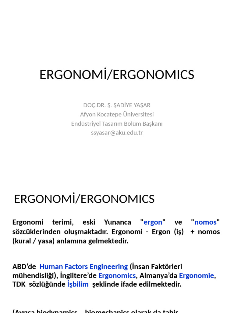Ergonomi Final Ders Notu | PDF