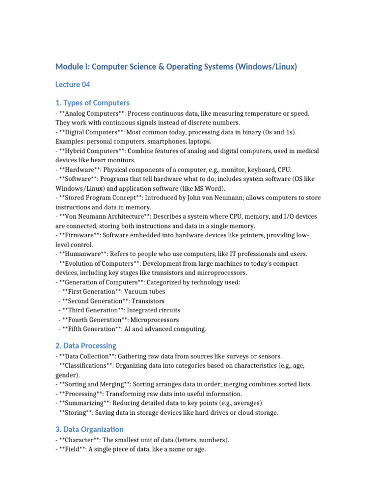 Module I Computer Science Operating Systems | PDF