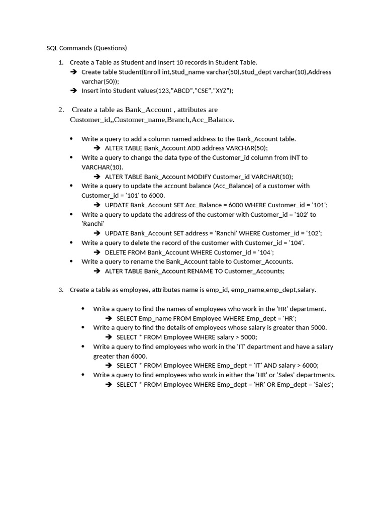 SQL Commands | PDF