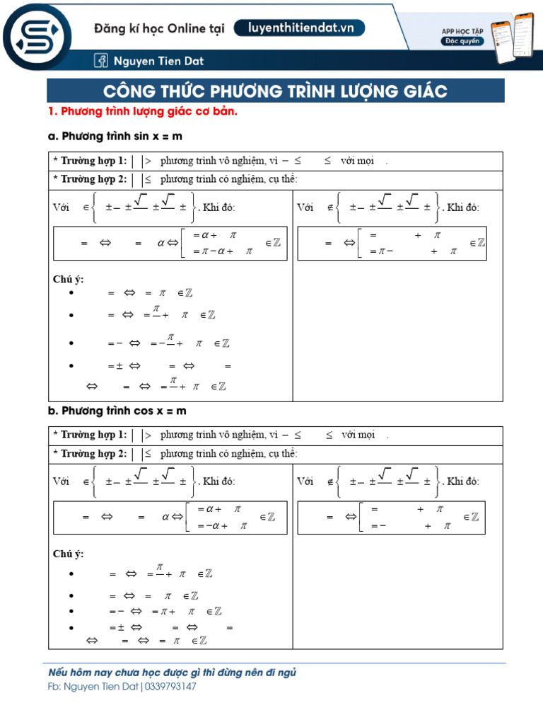 Công TH C Phương Trình Lư NG Giác | PDF