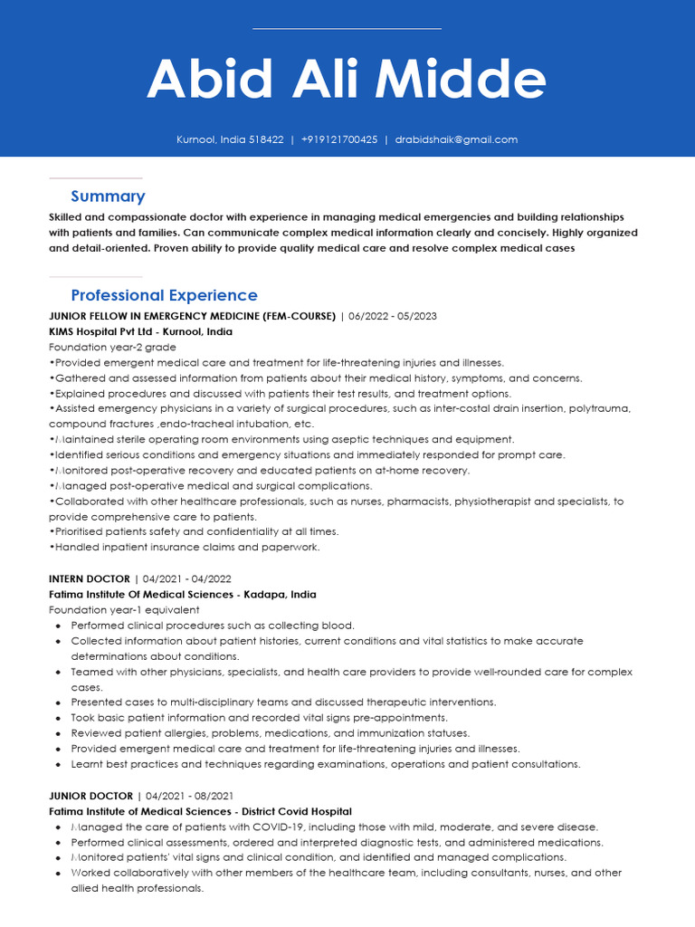 Abid Ali - Midde - CV | PDF