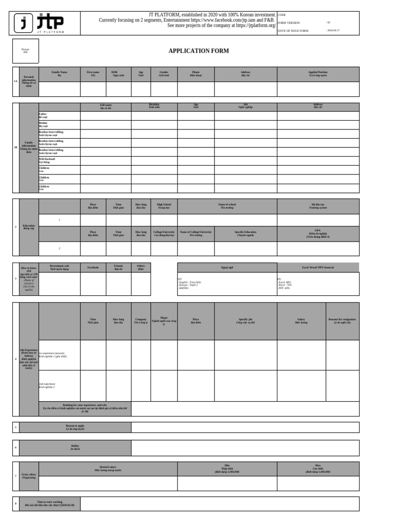 JT Platform - Form CV | PDF