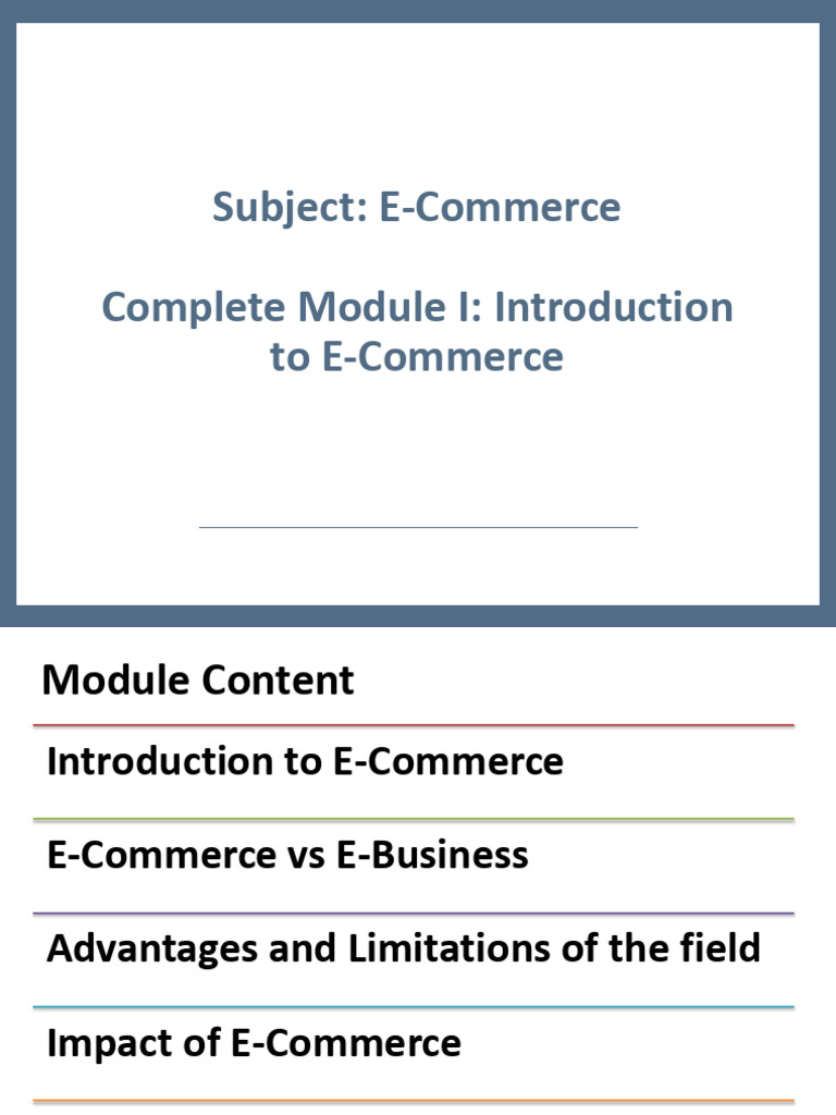 Unit I Introduction To E-Commerce | PDF